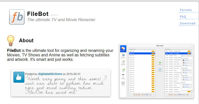 Beoordeling van FileBot: voor- en nadelen van FileBot